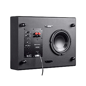Monoprice SSW-8 Slim Powered Subwoofer - 8 Inch Woofer, 100 Watt, Low Profile, Powerful Amp, Low Pass, RCA and Speaker Level Terminal Inputs, Black