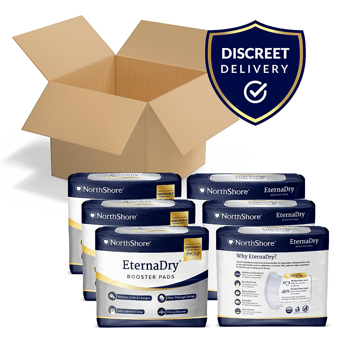 NorthShore Booster Pads for Men and Women with Adhesive, X-Large, Case/72 (6/12s)