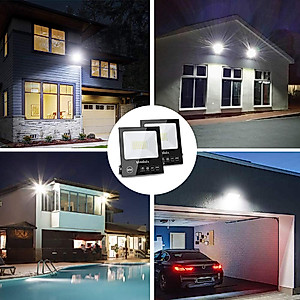 MOSFiATA 50W LED Flood Light Outdoor 2 Pack, 11000 Lumen Super Bright Security Lights, IP66 Waterproof Outdoor Work Light, 6000K Daylight White Floodlight for Garden, Yard, Lawn, Basketball Court