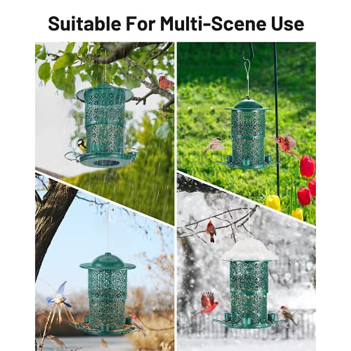 Bird Feeders for Outdoors Hanging,7lb/15 Cups Large Capacity Bird Feeder W/ 3Water Cups and 360° Circular Perch,Wild Bird Feeder as Gift for Bird Lovers Garden Patio Cardinals,Blue Jay Chicken Feeder