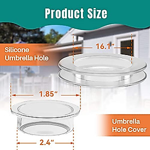 Sukh Patio Table Umbrella Hole Ring Umbrella Hole Ring and Cap Silicone Transparent Hole Couver Plug Hole Rings Set Umbrella Ring Caps 2 Sets for Patio Table Garden Parasol and Stand Base