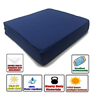 CozyLounge Indoor Outdoor Water Repellent High UV Resistant Patio Chair Cushion Cover (24"x24"x4" (4 Covers), Majestic Royal)