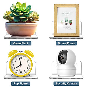 COXWANG Acrylic Small Shelf,Window Plant Shelf,Acrylic Wall Shelves Display Ledges for Pop Figures,Plant,Picture Photo,Spices,Security Cameras, Speakers