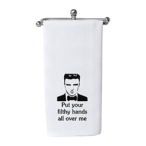 WCGXKO Put Your Filthy Hands All Over Me Justin Inspired Decorative Flour Sack Dish Towel (Filthy Hands)