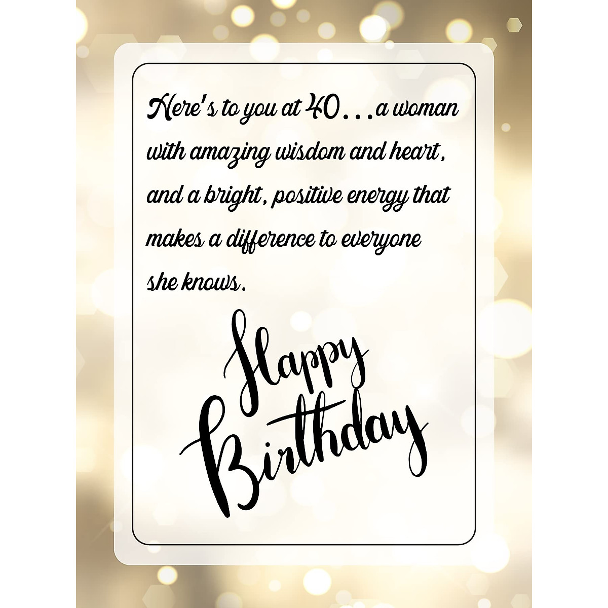 40th Birthday Cards For Women - | Made From Real Bamboo | 6" X 4.5" - 1 Pack (Envelope Included) | Laser Cut, Party Themed 40th Birthday Card For Wife, Mom, Aunt, Sister, Friend, Her etc.