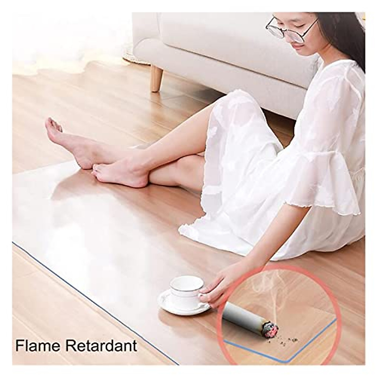 Clear PVC Desk Chair Mat 1.5mm Thick Chair Mat for Hard Floors, Plastic Carpet PVC Transparent High Impact Strength Office HouseholdNot Deformed Floor mat,60/90/100/120cm Wide for Office & Home (Colo