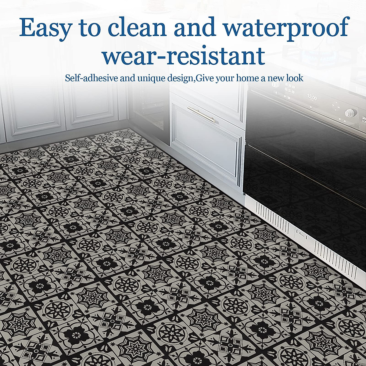 RomDeco 10 Pieces Peel and Stick Flooring, 11.8in X 11.8in Vinyl Flooring for Bathroom