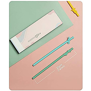 Kids Reusable Silicone Drinking Straws - Colorful Fun Animal Styled - Eco Friendly - Food Grade Silicone - Safe Non-Toxic - FREE Cleaning Brush