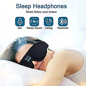 Sleep Headphones Bluetooth 5.2 Wireless 3D Eye Mask, ZUXNZUX Ultra Soft Sleeping Headphones for Insomnia Travel and Side Sleepers (Black)