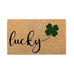 Lucky Shamrock Doormat | St. Patrick's Day Housewarming Gift Door Mat | Premium Quality, Thick 100% Coir Coconut Husk Front & Made in The USA - Doormat (18x30)