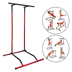 KDFJ 330LBS Pull Up Bar Free Standing Dip Station, Portable Power Tower Multi-Station for Home Gym Fitness Equipment with Storage Bag-Balck red