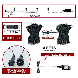 MYGOTO 33FT 100 LEDs String Lights,Green Wire Waterproof Fairy Lights 8 Modes 30V UL Certified Plug in Xmas Lights for Home, Garden, Wedding, Party, Christmas Decoration Indoor Outdoor (Warm White)