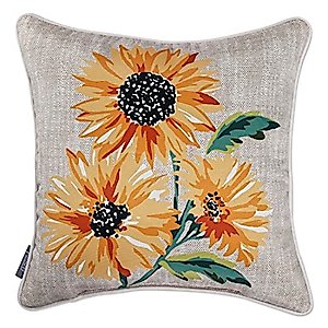 Pillow Perfect Outdoor/Indoor Grateful Sunflowers Throw Pillow, Yellow