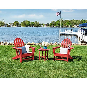 POLYWOOD PWS417-1-GY Classic 3-Piece Chair Side Table Adirondack Seating Set, Slate Grey