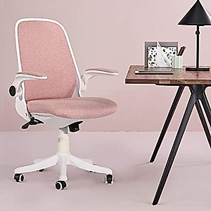 VECELO Pink Desk Wheels/Armrests Modern Home Office Chair Adjustable Height Task/Work 360° Swivel 39" H