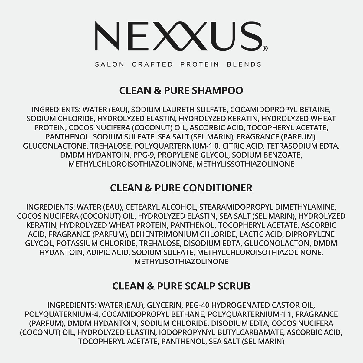 Nexxus Clean & Pure Hair Regimen Pack Shampoo, Conditioner and Scrub Detox Hair Products Sulfate Free, Silicone free, Paraben Free 3 Count