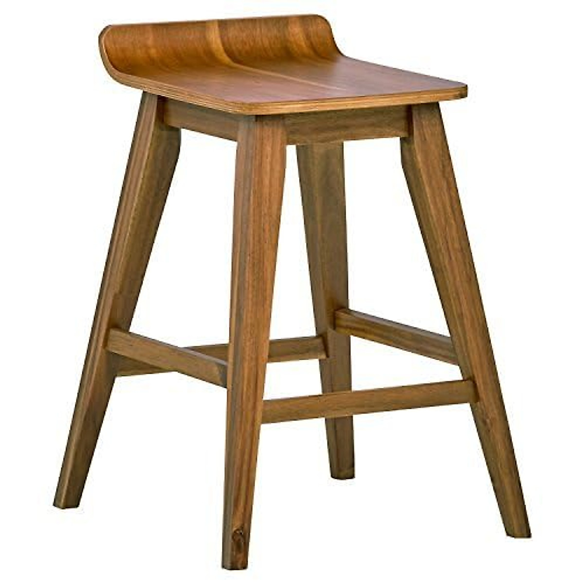 Amazon Brand – Stone & Beam Fremont Rustic Kitchen Counter Saddle Farmhouse Bar Stool, 25.5 Inch Height, Natural Wood