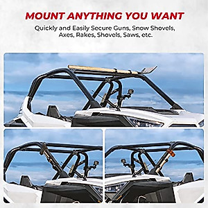 KEMIMOTO 4 Pack Shovel Holder Rubber Roof Rack Straps Fits 1.5"-3.5" Diameter Tools Clamp For 0.85"-2.5" Mounting Roll Bar.