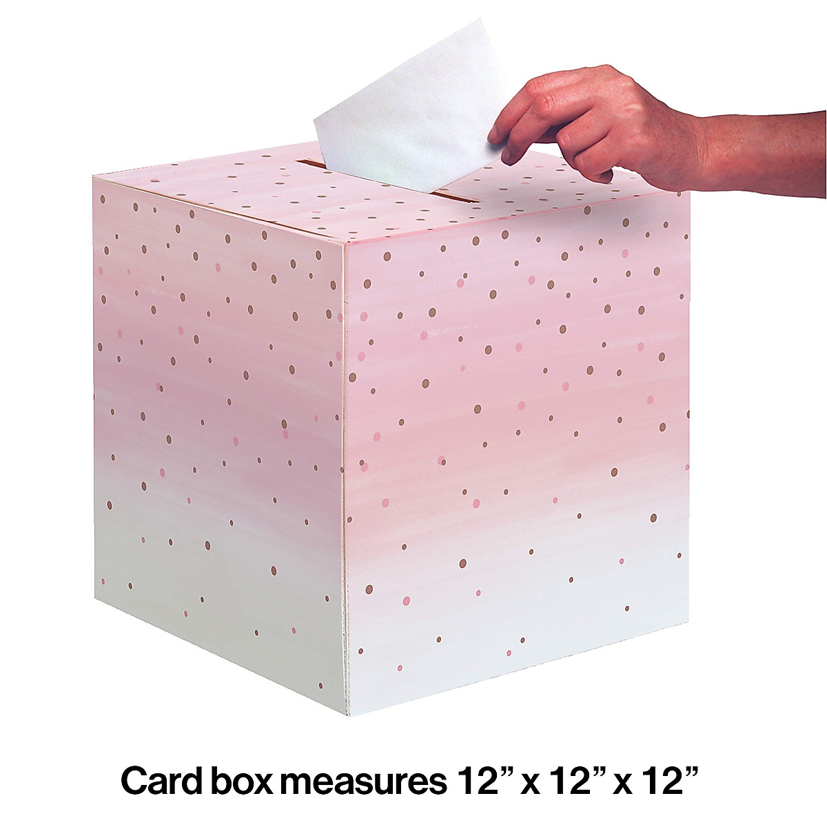 Creative Converting Rosé All Day Card Box, 12" x 12", Pink Ombre