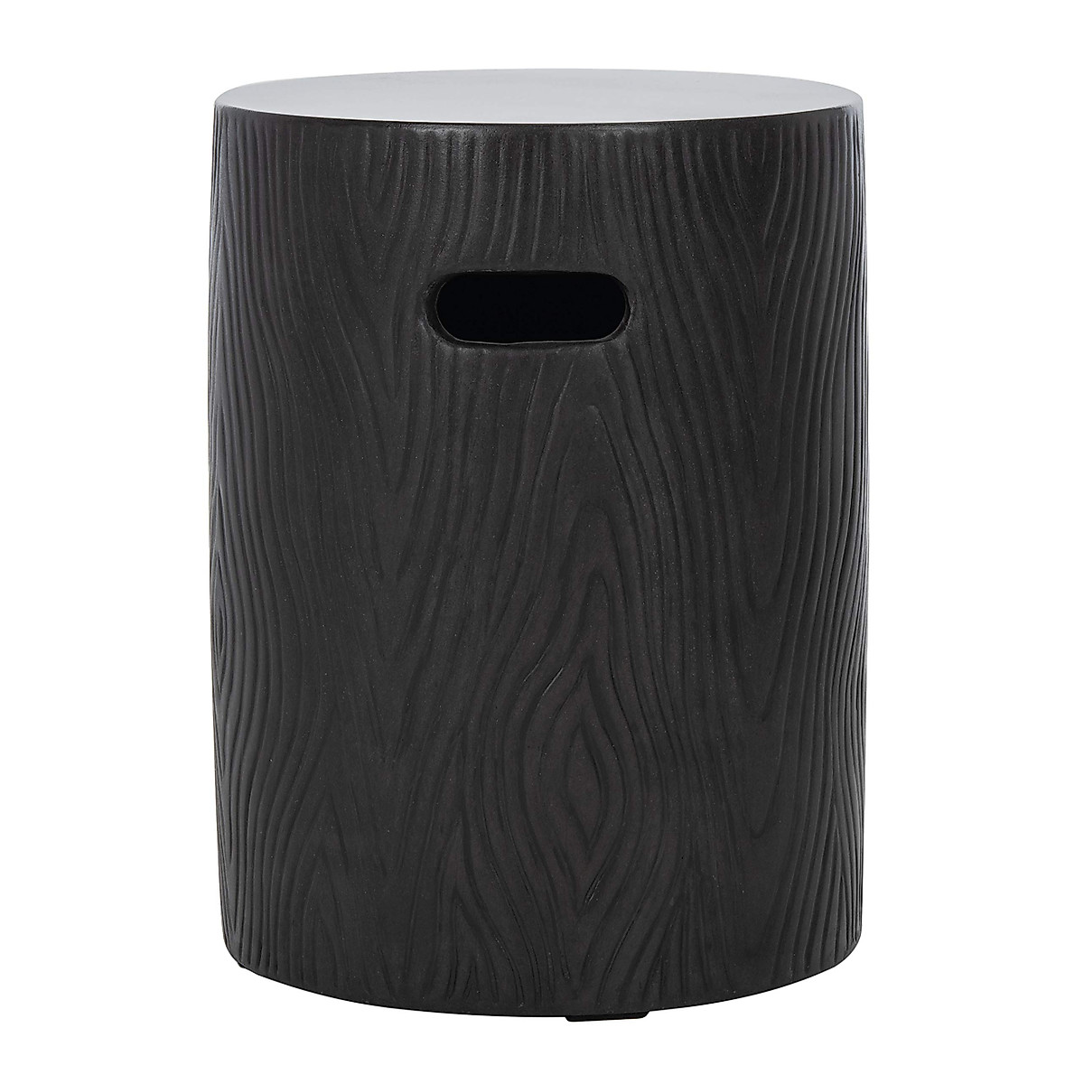 SAFAVIEH Outdoor Trunk Black Modern Concrete Round Accent Table