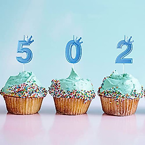 BOXOB 3inch Birthday Number Candle, Blue 3D Candle Cake Topper with Crown Cake Numeral Candles Number Candles for Birthday Anniversary Parties (Number 1)
