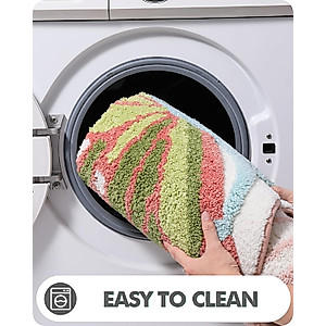 LUMI Area Rug, Shag Ultra-Soft Absorbent Rugs, Washable Non-Slip Backing Cute Carpet, Plush High Pile Floor Mats for Living Room, Kids Room, Bedroom and Nursery Room Decor, 28"x39", Pink Butterfly