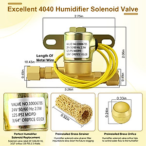 4040 24Volt Humidifier Solenoid Vavle Brass Air Valve By prime&swift Fit for Humidifier Replaces 400 500 600 700 600M 700M 768 760A 550 568 560A 560