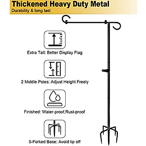 Balie Space 49 Inch Tall Garden Yard Flag Holder Stand with 5 Forked Base Fit 12 X 18 Sign Decoration, 1 Pack