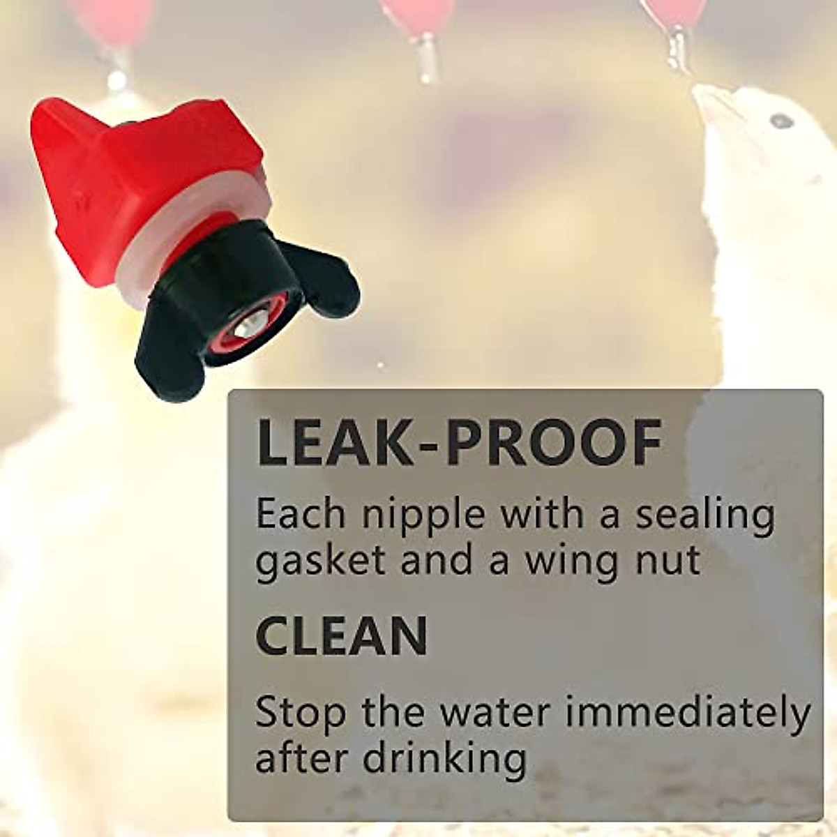 VandanCoop Horizontal Chicken Water Nipples Automatic Poultry Waterer Nipples Kit Drinker with Drill Bit(10)