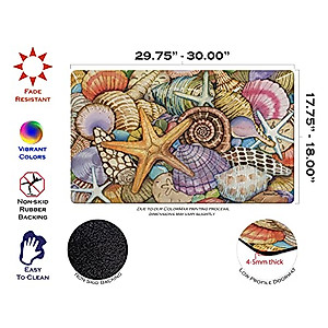 Toland Home Garden 800033 Shells of The Sea Summer Door Mat 18x30 Inch Beach Outdoor Doormat for Entryway Indoor Entrance