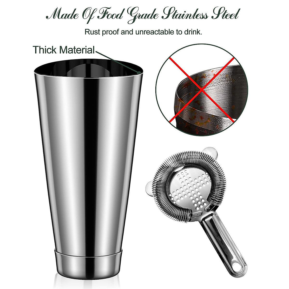 Cocktail Shaker - Koviti 12 Piece Bartender Kit - Stainless Steel Cocktail Shaker Set, Premium Bar Tools : Martini Shaker, Muddler, Jigger, Mixing Spoon, Strainers, Ice Tong, Liquor Pourers