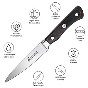 TUO Paring Knife 4 inch Peeling Knife Professional Fruit Knife German High Carbon Stainless Steel Kitchen Knife Ergonomic Pakkawood Handle with Gift Box-New Legacy Series