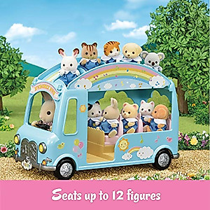 Calico Critters Sunshine Nursery Bus for Dolls, Toy Vehicle seats up to 12 collectible figures , Blue