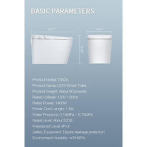 LEIVI Smart Toilet with Built-in Bidet Seat, Tankless Toilet with Auto Lid Opening, Closing and Flushing, Heated Seat, Digital Display, Remote Control, Elongated