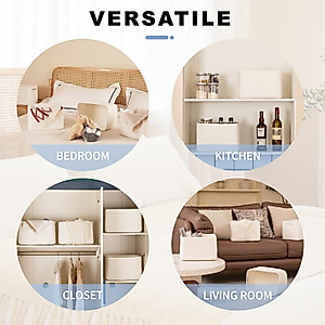 SIXDOVE 4 Pack Shelf Baskets for Organizing Home - Perfect for Toys, Books, and Clothes, Versatile Woven Storage Baskets with Handles, Cube Storage Bins, 12.7''L x9''W x7.8''H, White