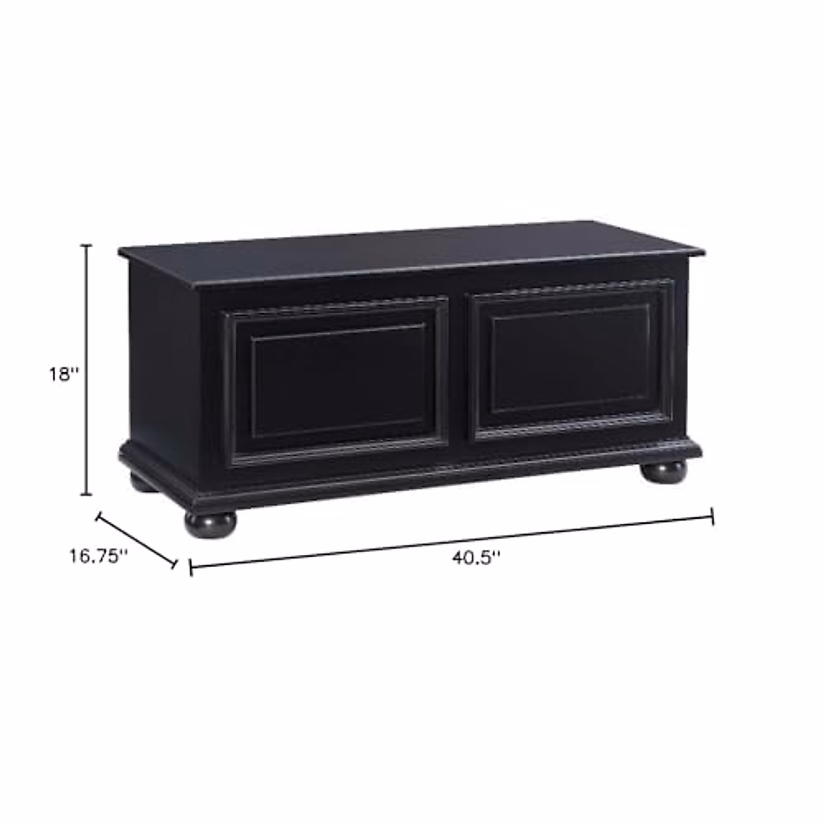Linon Chadwick Classic Cedar Lined Chest Raised Panels Bun Feet in Black