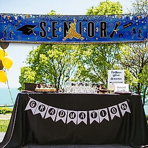 Large Graduation Banner 2023 Senior Banner Graduation Party Decoration Graduation Yard Sign Yard Outdoor Garden Decoration for Senior Graduation Party Supplies (Blue)