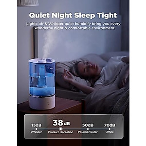 Pelonis Warm and Cool Mist Humidifiers for Bedroom Large Room Home and Baby | Ultrasonic Cool and Warm Mist Humidifier for Plants | Essential Oil Diffuser|4L Tank| Night Light| White