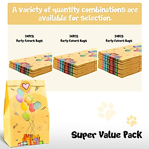 LovesTown 24PCS Party Favor Bags, 4.7"x 3.1"x 8.7" Colorful Treat Bags Balloon Paper Bags Goodie Bags with Stickers for Birthday Party Baby Shower Holiday Celebration
