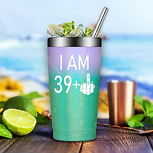 BIRGILT 40th Birthday Gifts for Women Men - Funny Gifts for Best Friends Wife Mom Husband - Tumbler Cup
