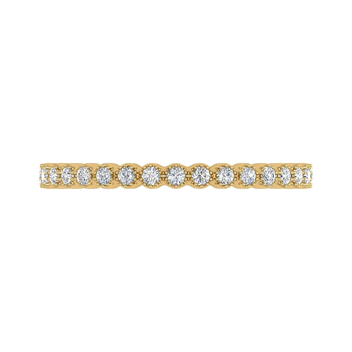 1/5 Carat Bezel Set Diamond Wedding Band Ring in 10K Yellow Gold (Ring Size 4.75)