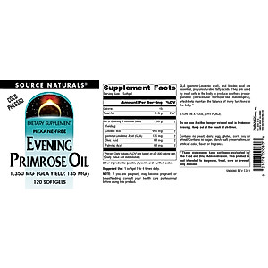 Source Naturals Evening Primrose Oil, Hexane Free, Cold-Pressed* - 1350mg, 120 Softgels