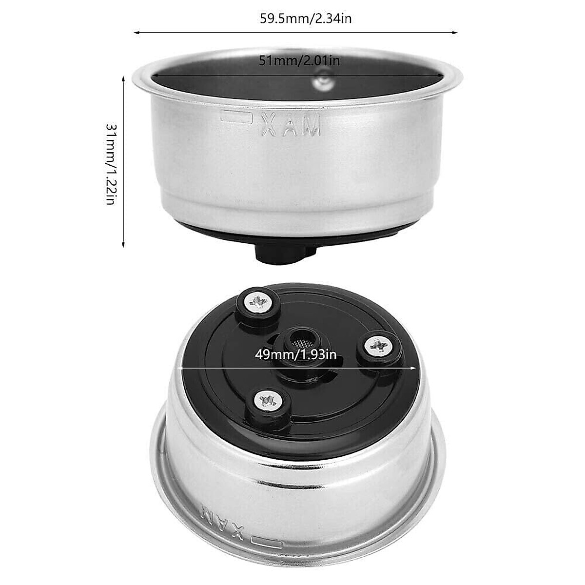 cdipkif 2Pack Pressurized Coffee Filter Basket 51mm Coffee Portafilter Basket Detachable Espresso Machine Portafilter Basket Replacement (single double serving suit)