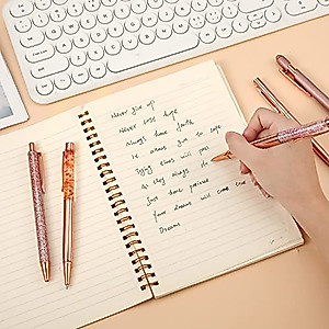 KINBOM 8 PCS Rose Gold Ballpoint Pen Set, Metal Cute Pens for Women, Rose Gold Office Supplies for Writing