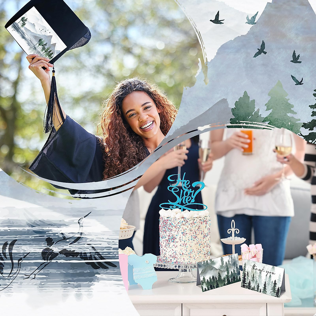 Zhanmai 100 Set Thank You Cards for Gratitude with Envelopes Stickers Bulk 4 x 6 Inch Watercolor Forest Employee Recognition Colorful Greeting Note Card Neon Appreciation Postcard (Watercolor Forest)