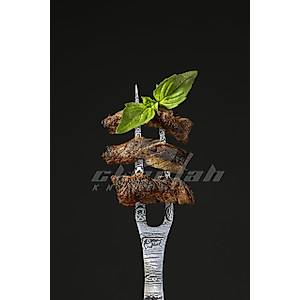 Cheetah Knives Damascus Carving Knife Set with Sheaths, Set of 2 with 12.5" Carving Fork & 12.5" Slicing Knife for Meat Cutting,Turkey,BBQ & Brisket, Made with Natural Olive Wood Handle