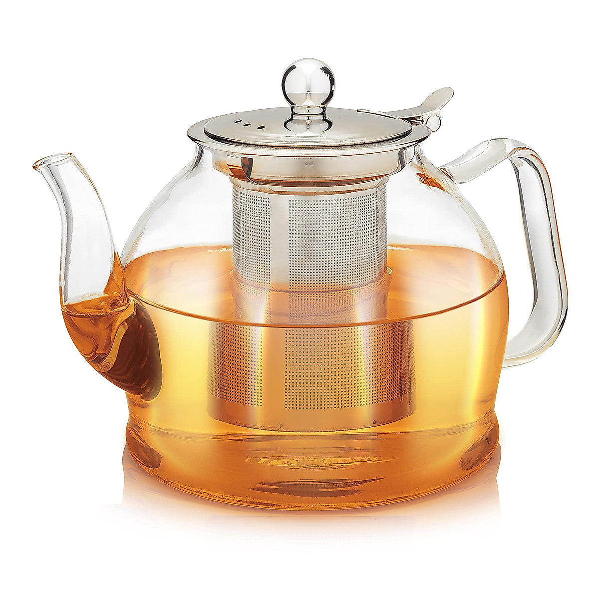 Teabloom Dublin Glass Teapot – Premium Borosilicate Glass with Removable Stainless Infuser – Stovetop Safe – Ideal for Loose Leaf Tea – Tea for Two – 27 oz. / 800 ml (2-3 Cups)