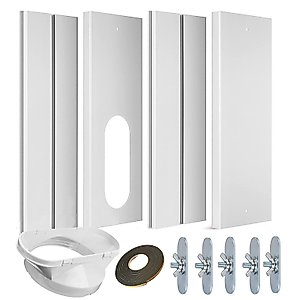 gulrear Portable air Conditioner Window kit Universal Portable AC Window Vent kit with 4 Plates Seamless Slot Style Portable ac Window kit Adjustable Length from 20" to 62" Suit for 5.0" Exhaust Hose