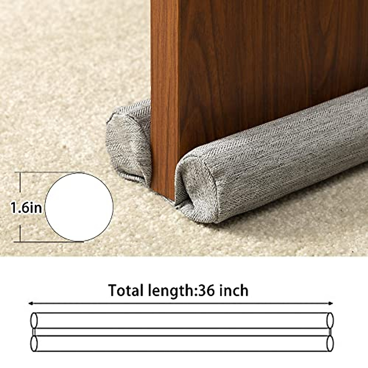 DreamQuil Twin Door Draft Stopper, Under Door Draft Blocker Door Sweep Weather Stripping Free Adhesive Adjustable Noise Stopper (White, 32-36 Inch)