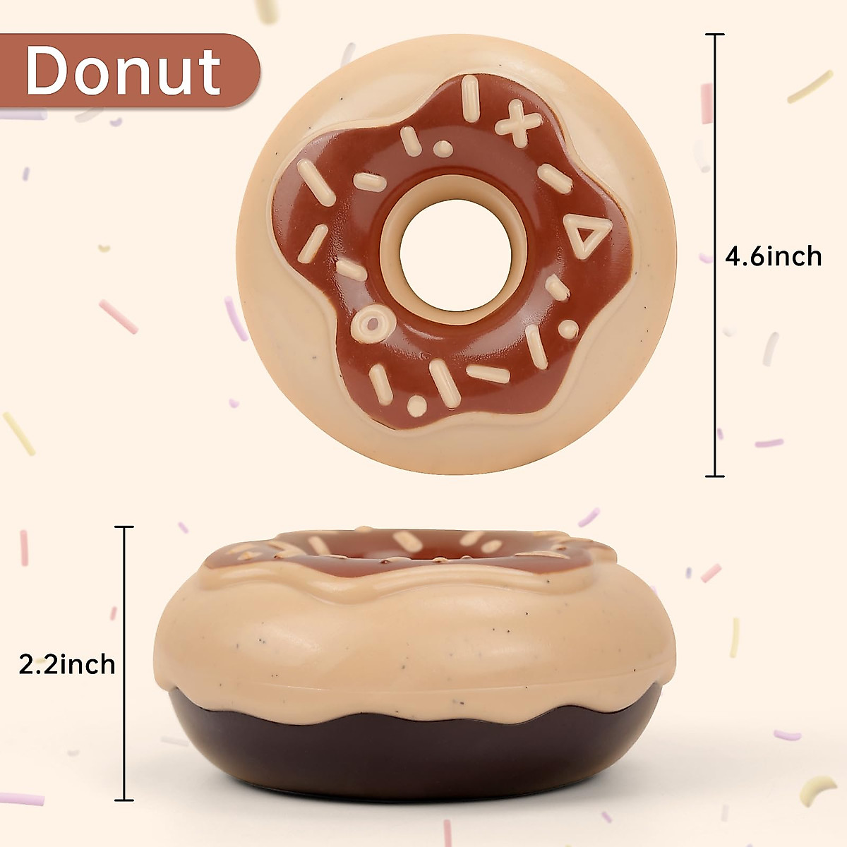 HOWWFALY Donut Dog Toy, TPR Durable Chewy and Fun Soundmaking Dog Toy,Dog Chew Toys for Aggressive Chewers Teeth Grinding Dog Birthday Gifts Interactive Toys for Small/Medium/Large Dog Breeds(Black)